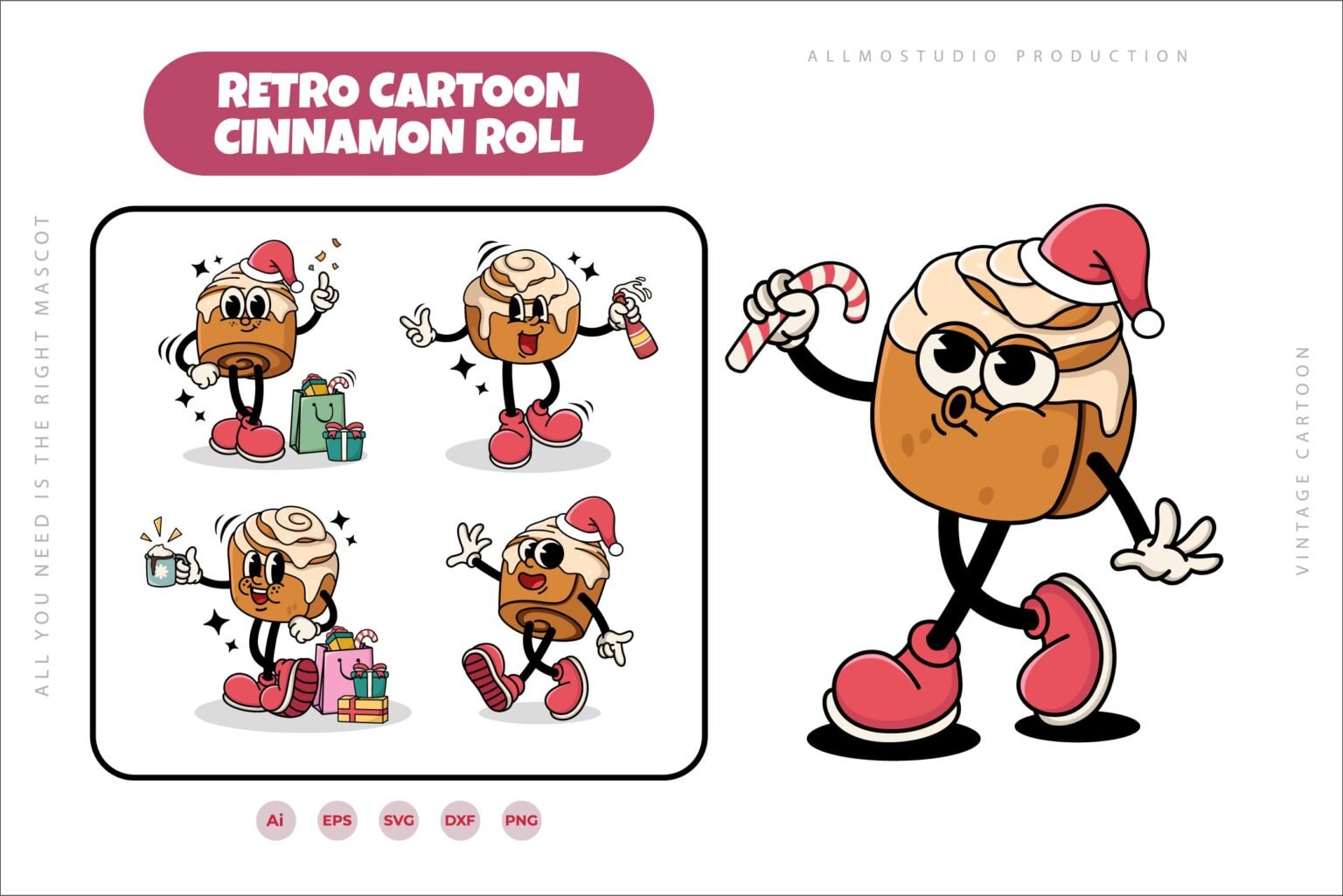 Vintage Cinnamon Roll Cartoon Characters – 18 Variant Design